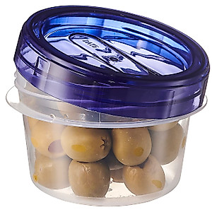 PLASTICPRO 6 Pack Twist Cap Food Storage Containers with Blue Screw on Lid- 4 oz Reusable Meal Prep Containers - Small Freezer Containers Microwave Safe Blue Plastic Food Storage