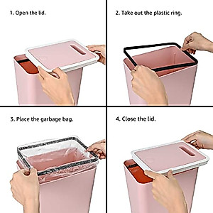 Baffect Small Trash Can with Lid Waste Basket Bathroom Garbage Can Dorm Room Essentials for Bedroom, Office, College-2.1 Gallon (Pink)