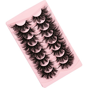 Gmagictobo 25MM Lashes Real Mink Lashes Fluffy False Eyelashes Dramatic 8D Mink Lashes Pack Long Thick Volume Soft Crossed Curls Fake Eye Lashes 8 Pairs