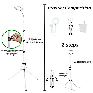 Grow Light with Stand, Yadoker LED Plant Light for Indoor Plants, Full Spectrum Grow Lamp, 8/12/16H Timer, 10 Dimmable Levels, 7 Switch Modes, Adjustable Tripod Stand 15-66 inches