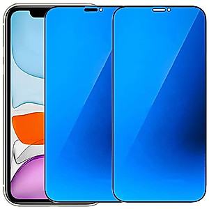 BWEDXEZ 2 Pack Anti-Blue Privacy Tempered Glass Suit for iPhone 11 / iPhone XR Mirror Anti-Spy Screen Protector Anti-Peeping Film Electroplated 9H Hardness Anti-scratch 6.1 inch (Blue)