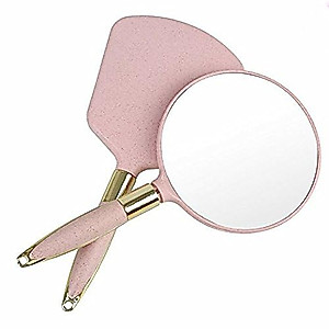 XPXKJ Handheld Mirror with Handle, for Vanity Makeup Home Salon Travel Use (Pink, Square)