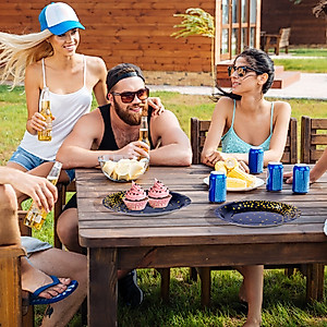 Aneco 60 Pieces 9 Inches Disposable Paper Plates Blue and Gold Foil Dot Dessert Plates Round Paper Plates for Wedding Bridal Shower Birthday Party Decorations