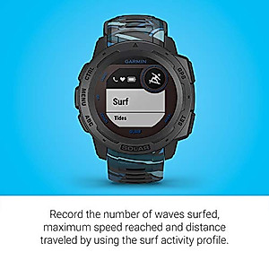 Garmin Instinct Solar Surf, Rugged Outdoor Smartwatch with Solar Charging Capabilities, Tide Data and Dedicated Surfing Activity, Pipeline