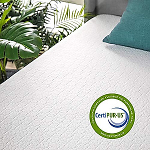 Zinus Arnav Modern Studio 10 Inch Platform 2000H Metal Bed Frame / Mattress Foundation / with Headboard / Good Design Award Winner, Queen & Green Tea 6-inch Memory Foam Mattress, Queen