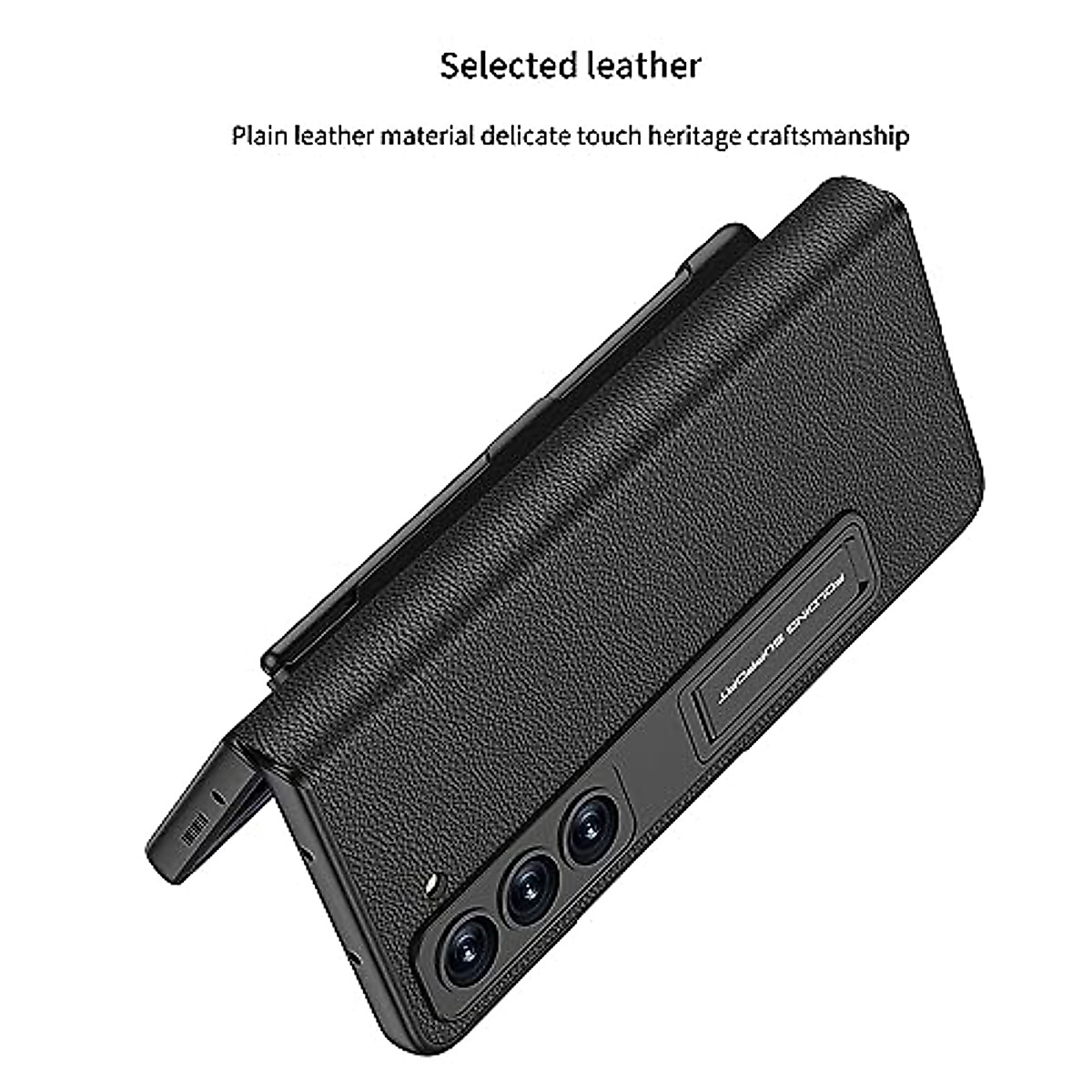 SHIEID Galaxy Z Fold 5 Case with S Pen Holder - Z Fold 5 Leather Case, Ultra -Thin Business Style Phone Case Compatible with Samsung Galaxy Z Fold 5 Case, Cloud Black