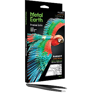 Metal Earth Fascinations Premium Series Jubilee Macaw Parrot 3D Metal Model Kit Bundle with Tweezers