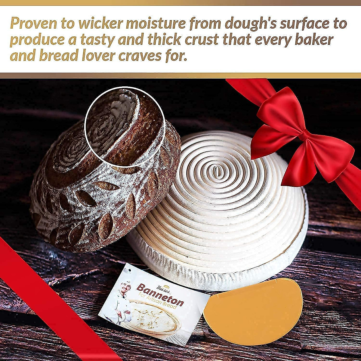 Bread Bosses Bread Bakers Lame Slashing Tool and 9 Inch Banneton Proofing Basket- Great as a Gift