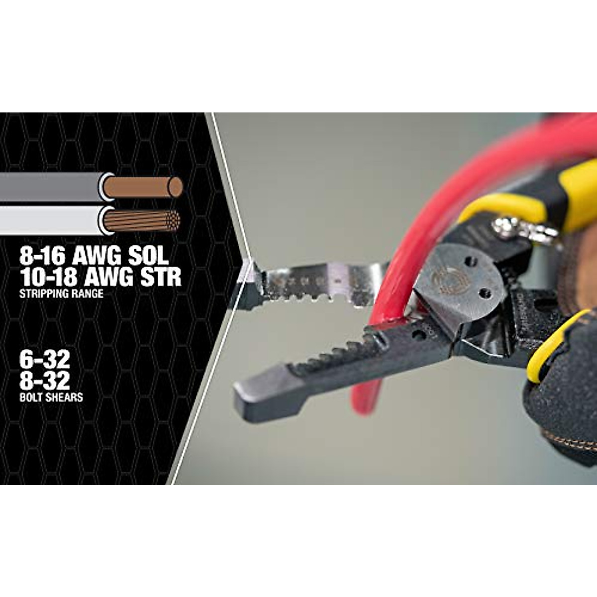 Southwire - 65028140 Tools & Equipment S816SOLHD Forged Wire Stripper: Strips 8-16 AWG SOL And 10-18 AWG STR, Shears 6-32 & 8-32 Bolts, Linesman Head; Heavy Duty Forged Steel.