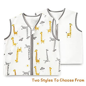 POSENPRO 2 Pack Baby Sleep Sack, Unisex Sleeveless Cotton Baby Wearable Blanket with 2 Way Zipper, All Season Soft Baby Sleep Bag Suit for Baby Toddler, Medium (6-12 Months) - Giraffe
