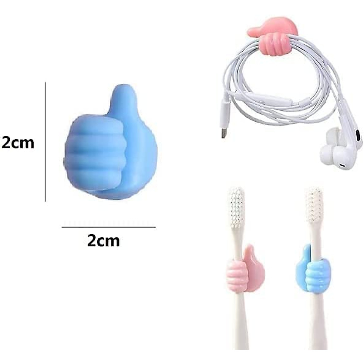 Miyabitors 16PCS Silicone Thumb Wall Hook，Adhesive Thumb Wall Decor Hook Multifunctional Clip Holder,Thumb Hook Up for Cable rganizer Holder Clips,Creative Key Holder , Toothbtush Holder Storage(A)