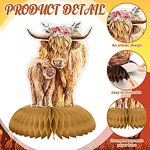 Shappy 12 Pcs Highland Cow Honeycomb Centerpieces Highland Cow Party Centerpieces Highland Cattle Table Decorations for Highland Cow Baby Shower Birthday Party Supplies(Classical)