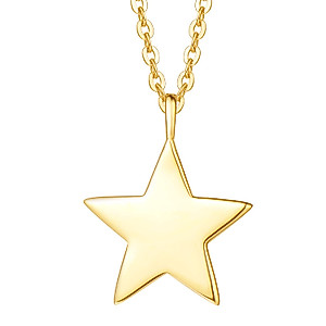 14K Solid Yellow Gold Dainty Tiny Statement Charm Star Pendant Necklace Fine Jewelry Anniversary Friendship Birthday Christmas Gifts For Her Mom Women, 16"+ 2" Gold Extender