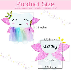 Tooth Fairy,Tooth Fairy Pillow with Shiny Wings,Tooth Fairy Pillow for GirlsTooth Pillow,Tooth Fairy Gift,Tooth Decor,Tooth Fairy Doll,Tooth Fairy Bag Keepsake (Pink Wings)