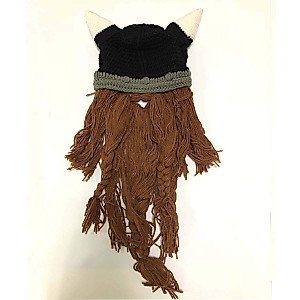 Flyou Wig Beard Hats Handmade Knit Warm Winter Caps Ski Funny Mask Beanie for Men Women (CNJ-Coffee)