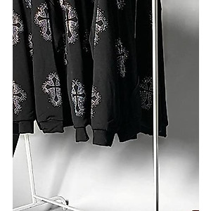 Easyoyo Men Women Skeleton Gothic Diamond Glitter Y2K E-Girl Oversize Full Zipper Hooded Sweatshirt Jacket