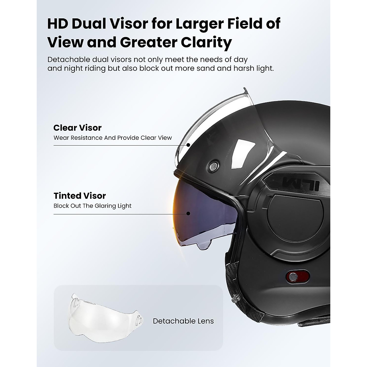 ILM Vintage Full Face Modular Motorcycle Helmet for Adults Men ATV UTV Snowmobile with 180° Reversible Chin Guard DOT Model-B707(Matte Black, L)