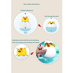 KAREZONINE Baby Bath Toy Duck Hatching Egg Squirting Rain Cloud Bathtub Water Toy with Hidden Duck Surprise Toy for Filling Easter Eggs Pool Floating Toy for Toddlers Boy Girl Kid Birthday Christmas