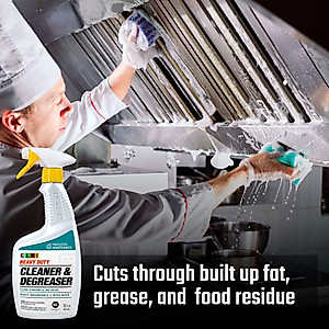 CLR PRO Heavy Duty Multi Surface Industrial Cleaner and Degreaser - Lifts Grease, OIl, Food Residue and Grime with a Foaming Spray, 32 Ounce Bottle (Pack of 2)