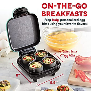 DASH Mini Maker Waffle Maker + Griddle, 2-Pack Griddle + Waffle Iron - Aqua & Deluxe Sous Vide Style Egg Bite Maker with Silicone Molds, Keto & Paleo Friendly, (1 large, 4 mini) - Aqua