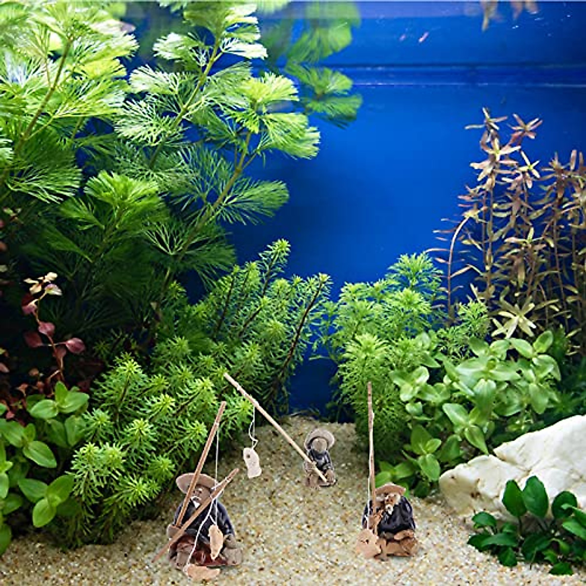 Yardwe 3pcs Miniature Garden Ornament Ceramic Fisherman Fishing Figures Figurines Fairy Garden Statues Small Character Sculptures Decor for DIY Sandbox Zen Garden Terrarium Decor