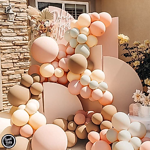 147Pcs DIY Doubled-Stuffed Apricot Cream Peach Balloons Chrome Rose Gold Balloons Blush Ivory Nude Balloons Balloons Garland Arch Kit Boho Wedding Decoration Bridal Shower Birthday Party Supplies