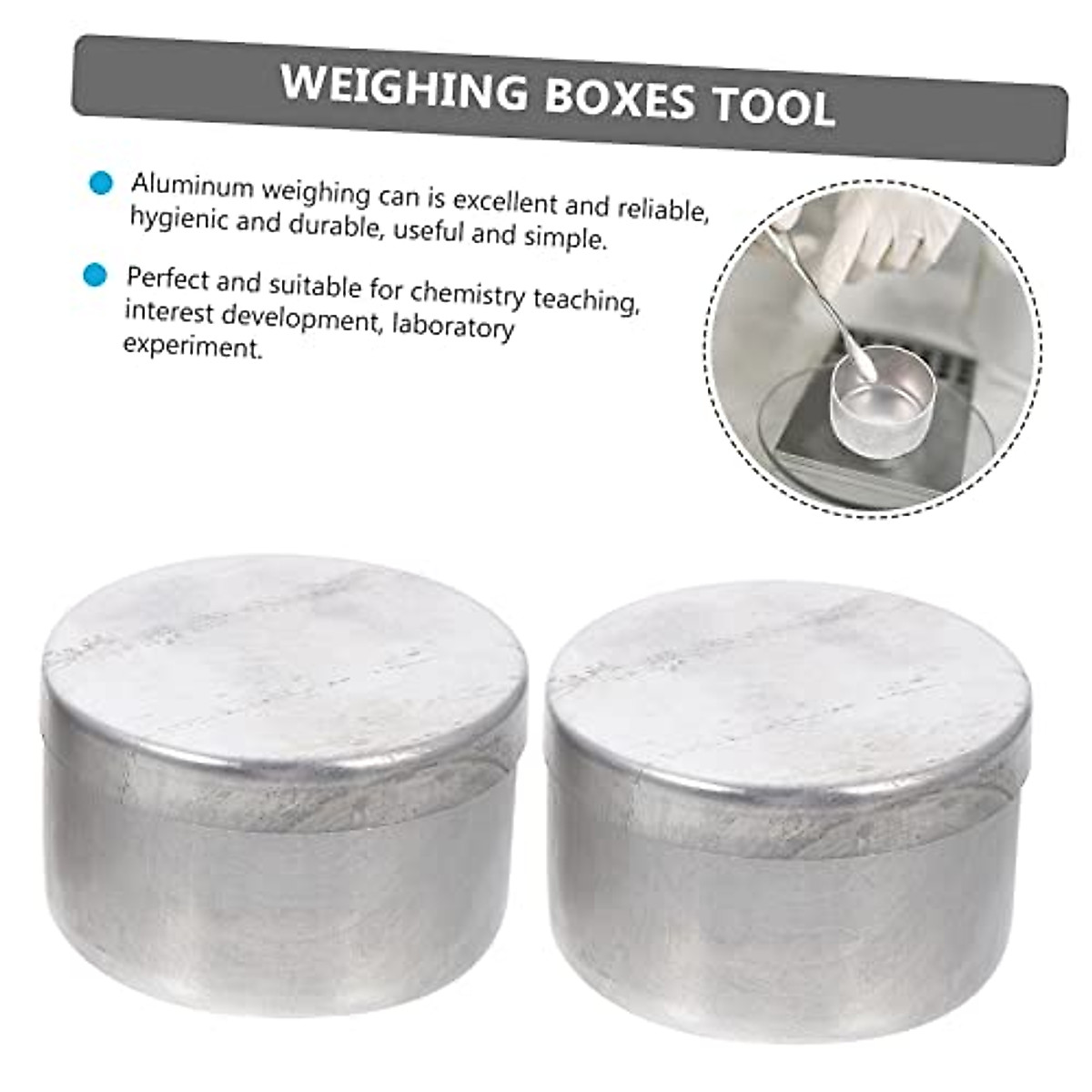 FUOYLOO 3pcs Aluminum Box Aluminum Weighing Dish Weighing Boats Weighing Pans Lab Test Soil Collection Jar Aluminum Instrument Weighing Holder Liquid Cup weigh Boats Metal Measuring Tool
