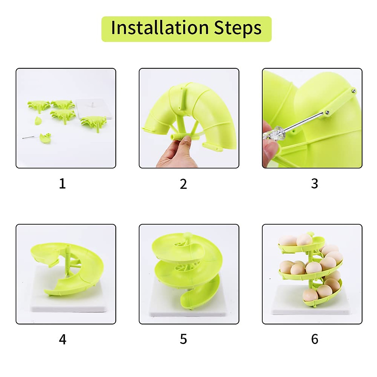 Spiral Egg Basket, Egg Dispenser Rack for Eggs Storage Holds Approximately 20 Eggs for Kitchen Countertop