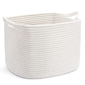 ABenkle Storage Basket, Rope Basket, Dog Toy Basket, Woven Basket, Small Blanket Basket, White Basket, Clothes Basket, Towel Basket, Decorative Boho Gift Basket for Shelf Closet Bathroom Organizer