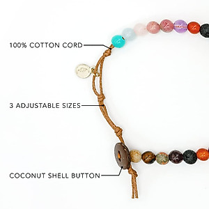 Lotus and Luna 4MM Energy Chakra Healing Bracelet with Real Stones Jade, Pearl, Rose Quartz, Amethyst, Moonstone (Master Healer)