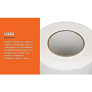 Whitecap - Premium Adhesive Seam Tape, 4" x 180' Polyethylene, Moisture Barrier Seal - for Crawlspace, Carpet Padding, Masking, Underlayment, Marine Use and More - Water & UV Resistant