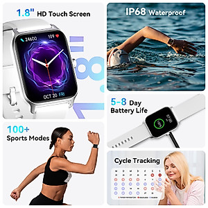Gydom Smart Watches for Men Women, Alexa Built-in, Answer/Make Calls, 1.8" Touch Screen Fitness Activity Tracker, IP68 Waterproof Heart Rate Sleep Monitor for iPhone Android Anniversary Birthday Gifts