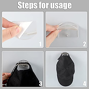 BESARME 12 Pack Hat Hangers for Wall, Minimalist Hat Rack Design, Strong Hat Hooks for Wall Hat Holder Adhesive Hat Organizer for Baseball Caps, No Drilling, Stocking Stuffers Gift for Men(Clear)