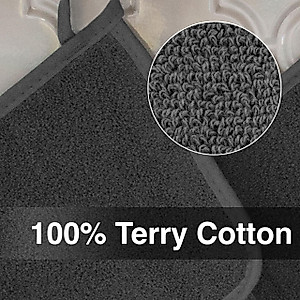Ritz Terry 100% Cotton Potholders - Heat Resistant, Ergonomic Grip, Machine Washable - Graphite, 2-Pack