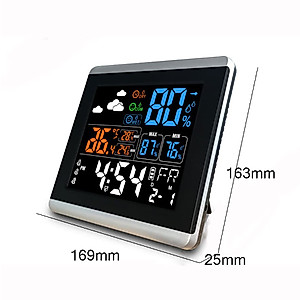 XARONF Indoor Outdoor Thermometer, Weather Station with Atomic Clock, High Precision Temperature Humidity Meter, HD Color Display Weather Thermometer with Barometer Sound Control Backlight