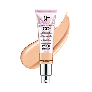 IT Cosmetics Your Skin But Better CC+ Cream Illumination, Neutral Medium (N) - Color Correcting Cream, Full-Coverage Foundation, Hydrating Serum & SPF 50+ Sunscreen - Radiant Finish - 1.08 fl oz