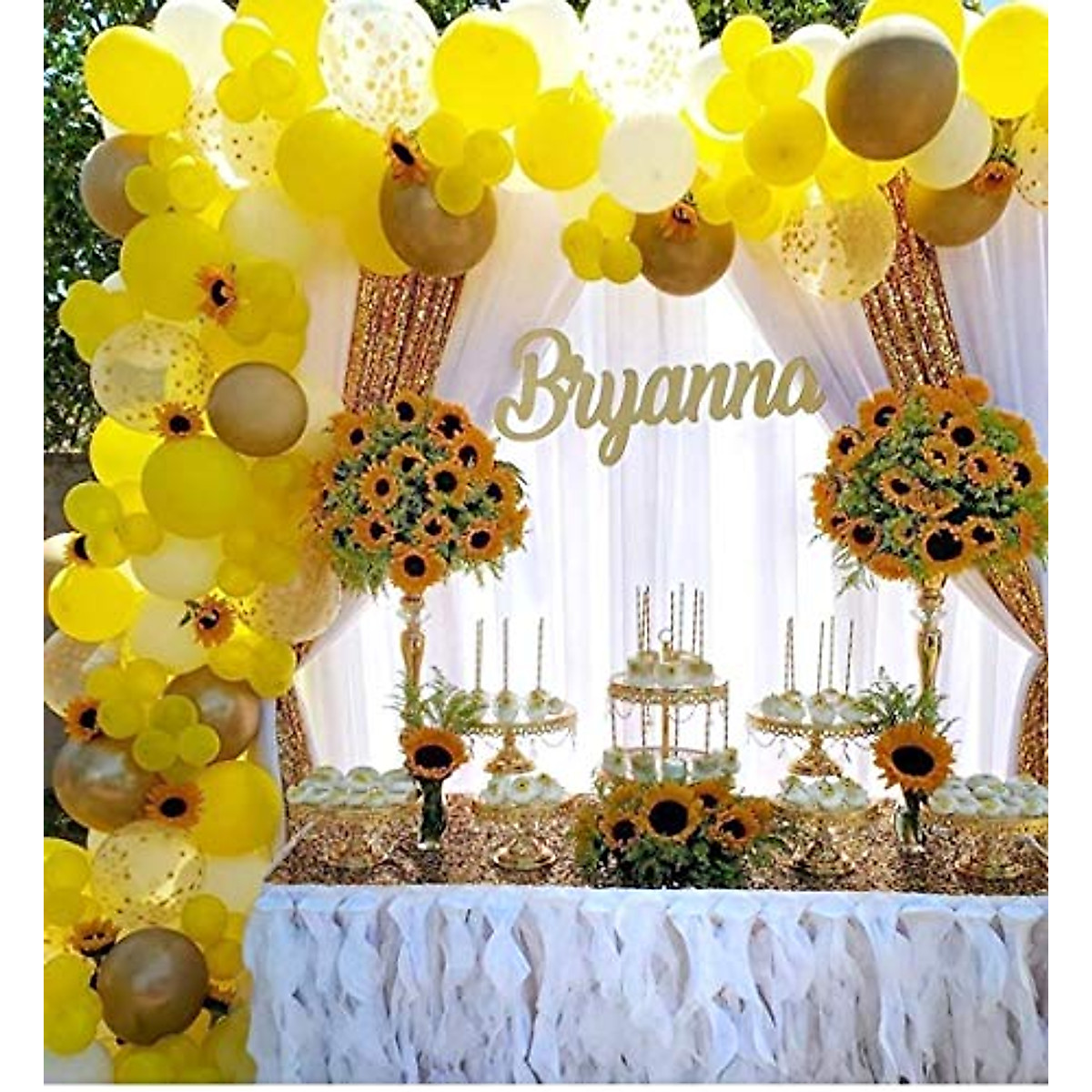 116 Pieces Yellow Balloons, Balloon Garland Arch Kit, Yellow White and Gold Balloons for Baby Shower Honeybee theme Wedding Birthday Graduation Anniversary Globos Para Fiestas Party Decorations