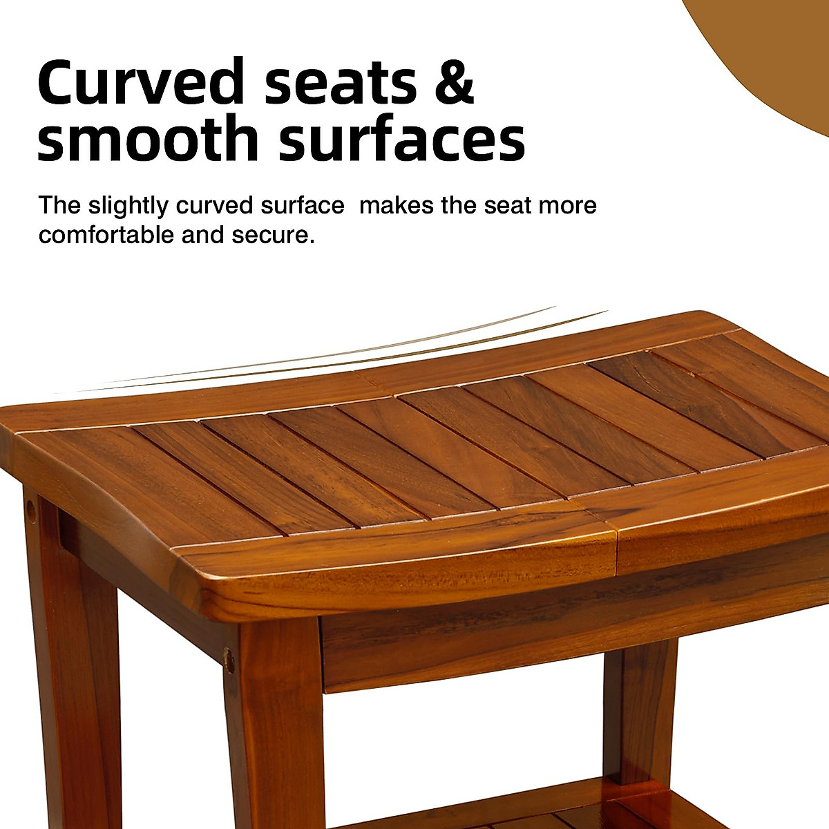 TEAKMAMA Shower Bench with Storage Shelf, Waterproof Teak Shower Chair for Inside Shower, Shower Stool for Shaving Legs, 20” Shower Seat with 400LB Capacity