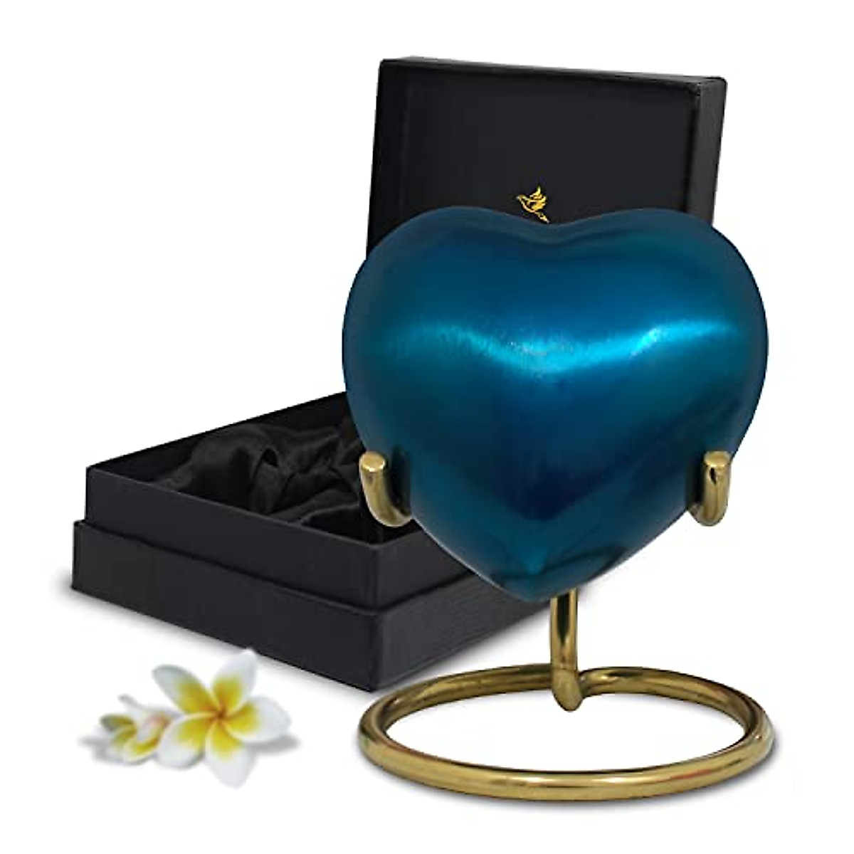 Blue Heart Keepsake Urn - Mini Cremation Urn with Stand & Box - Small Blue Urn for Ashes - Token Urn for Human Ashes or Pet - Honor Your Loved One with a Blue Heart Urn - Perfect Mini Urn Keepsake
