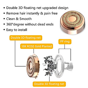 Facial Hair Remover Replacement Heads: Compatible with Finishing Touch Flawless Facial Hair Removal Tool for Women As Seen On TV 18K Gold-Plated Rose Gold (Generation 2 Double Halo)
