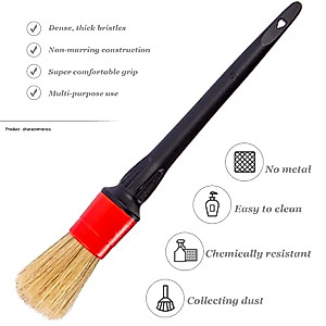 bzczh Detailing Brush Set, Natural Boars Hair Car Detailing Brush Set - 3 Pack, Clean Interior or Exterior, Wheels, Tires, Engine Bay, Leather Seats, Car Detailing Kit, Detailing Brush