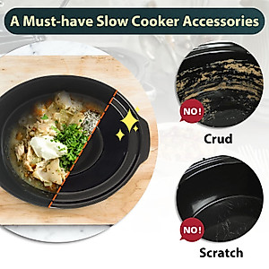 Silicone Slow Cooker Liners fit 6-8 Quart Crock-Pot Slow Cooker,Reusable & Safe Silicone Cooking Bags Insert For 6-8 Quarts Oval or Round Pot (Black)