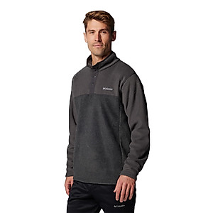 Columbia Men's Steens Mountain Half Snap, charcoal heather, shark, Large