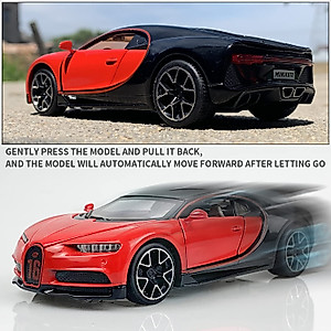 1:32 Bugatti Chiron zinc Alloy Pull Back Car Diecast Electronic Toys with Lights and Music,Decorative,Mini Vehicles Toys for Kids,Boyfriend,Young Peoples Gift（red）