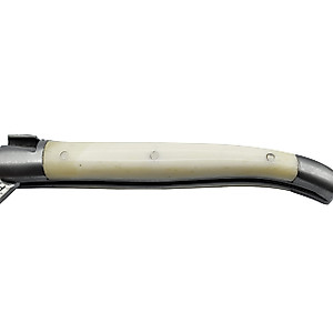 Laguiole en Aubrac Handmade Luxury Folding Pocket Knife, 3.5-in (9cm). Zebu Bone Handle, Hand Forged Bee, Stainless Steel Matte Bolsters