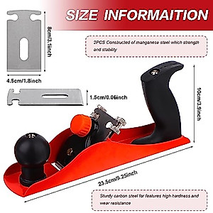 2 Pcs Hand Planer with Replacement Blade for Woodworking, No. 4 Adjustable Wood Planer, 2 Inch Bench Plane Jointer Plane for DIY Door Installation