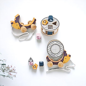 3 in 1 - Wooden Toddler Toy, Shape Sorting Toy, Pull Toy, & Stacking Toy, Toddler Blocks, Educational Toy for Baby Girls and Baby Boys, Montessori Toy for 1 Year Old & up hot Toy