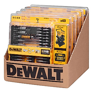 DeWalt screwdriving work, contains Phillips, slotted, Pozi and Torx bit bits DT70717 40 pieces. High performance screwdriver bit set
