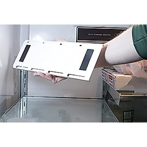Storage Theory Yogurt Fridge Organizer - Holds up to 4 Wide-Mouth Vegan and Greek Yogurt Cups Each - Peel and Stick Slider Shelf for Small Refrigerator Spaces - 2 pc