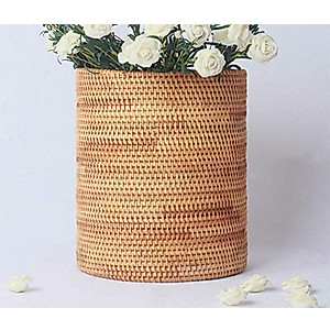 VECANCE Handmade Rattan Woven Wastebaskets, Multi-Functional Storage Basket 20x20cm
